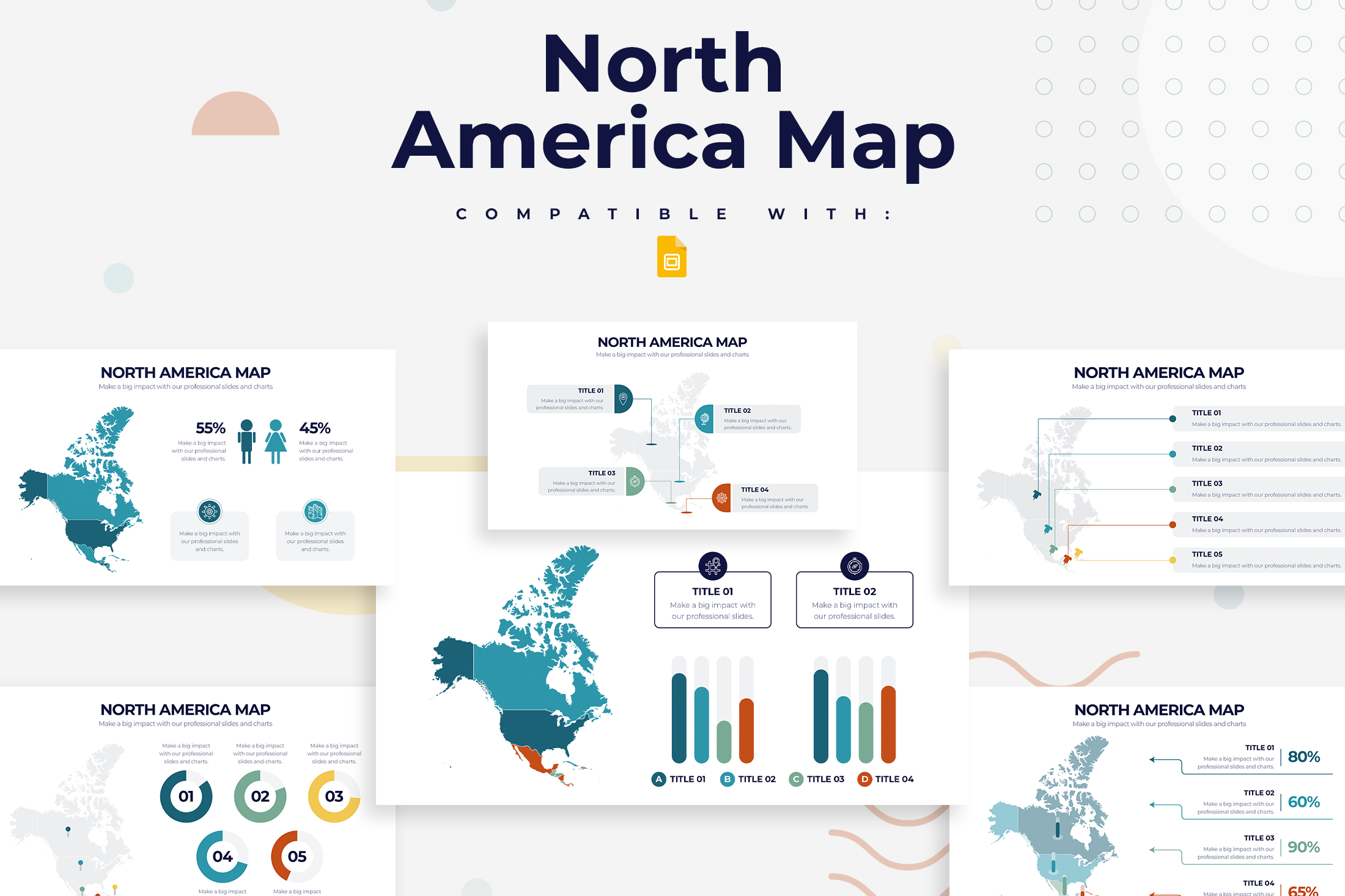 North America Map Google Slides Infographic Template – Slidewalla