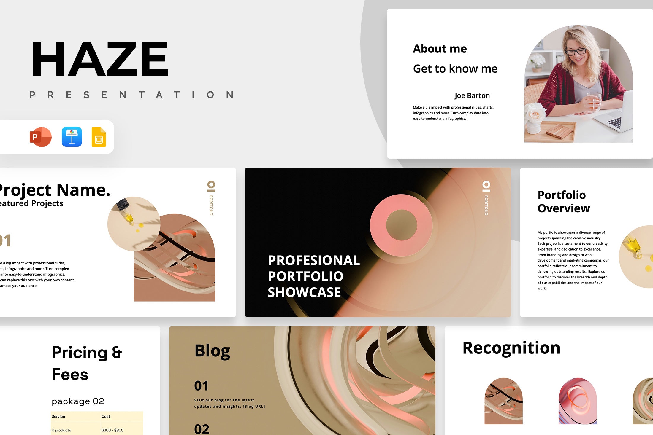 Haze Professional Portfolio Showcase Presentation – Slidewalla