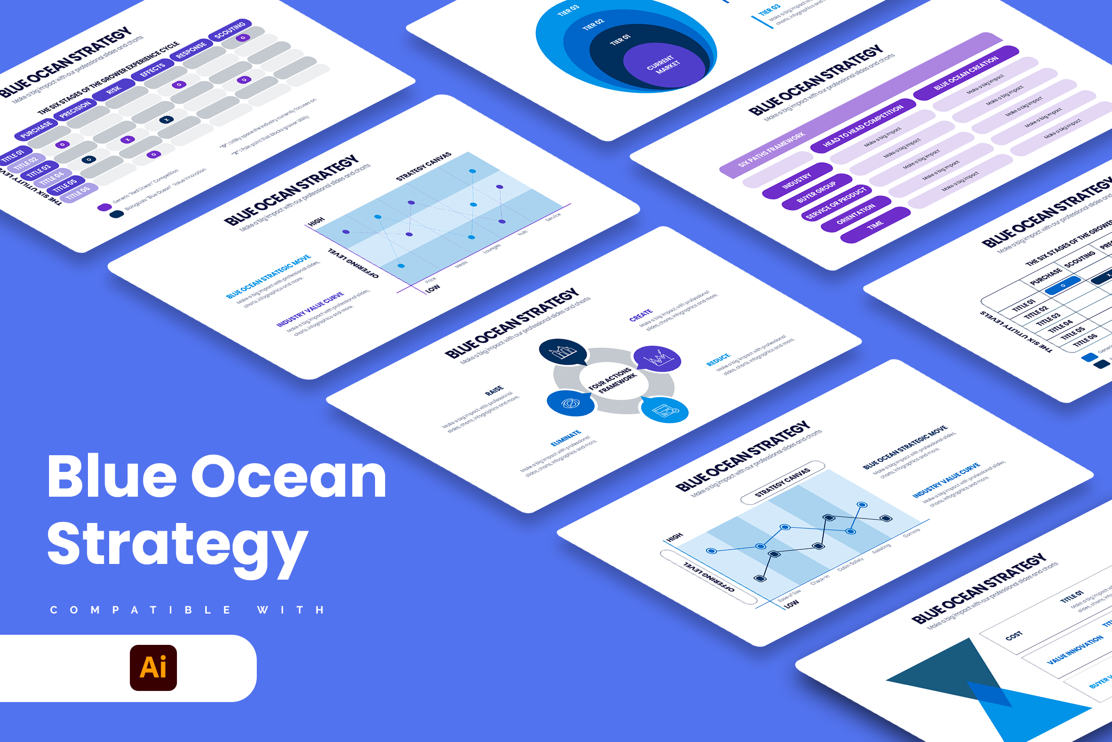 Blue Ocean Strategy Illustrator Infographic Template – Slidewalla