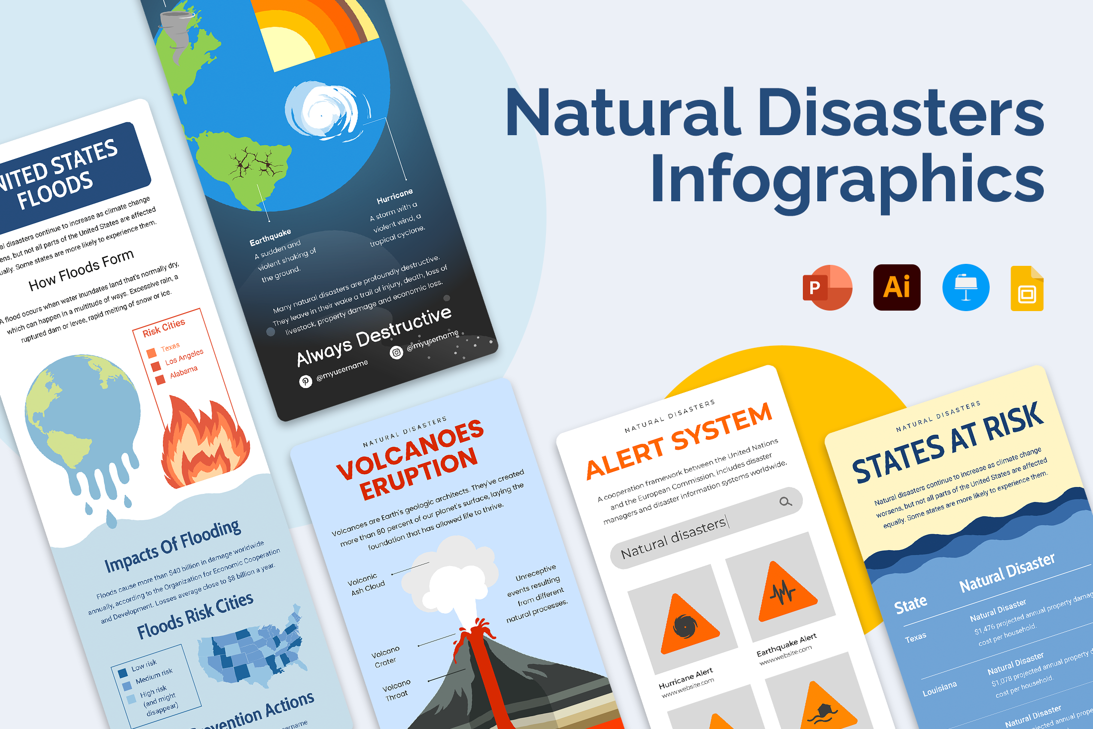 Natural Disaster Vertical Infographics Templates – Slidewalla