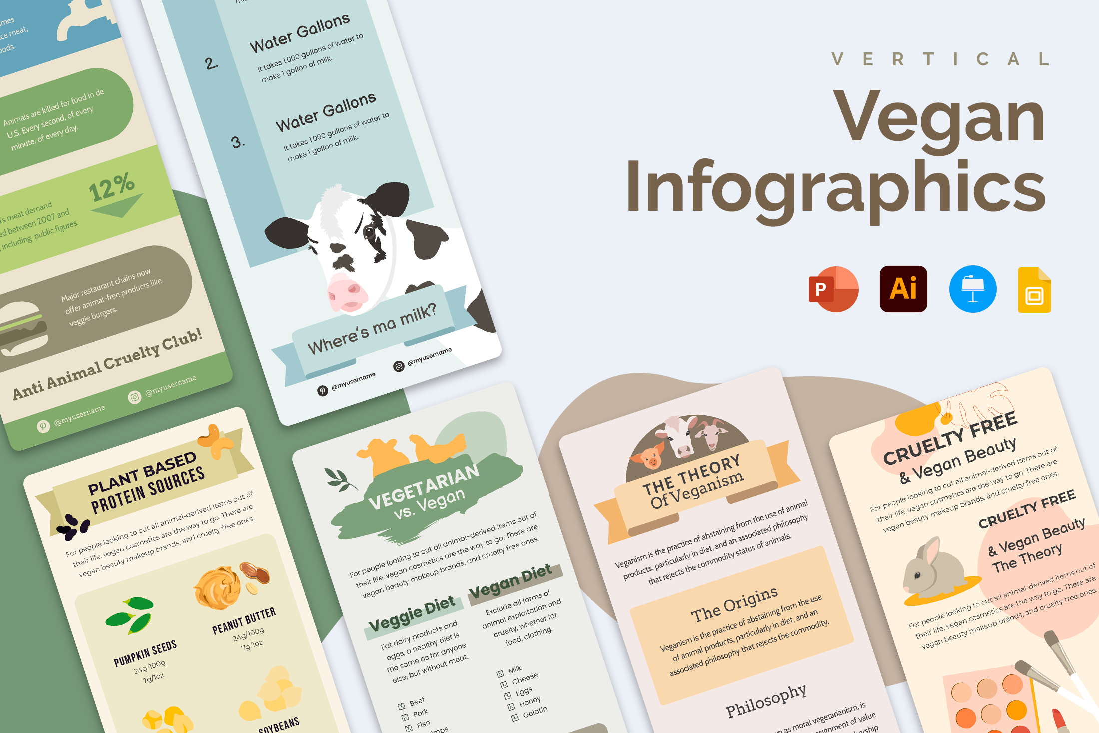Vegan Vertical Infographics Templates – Slidewalla