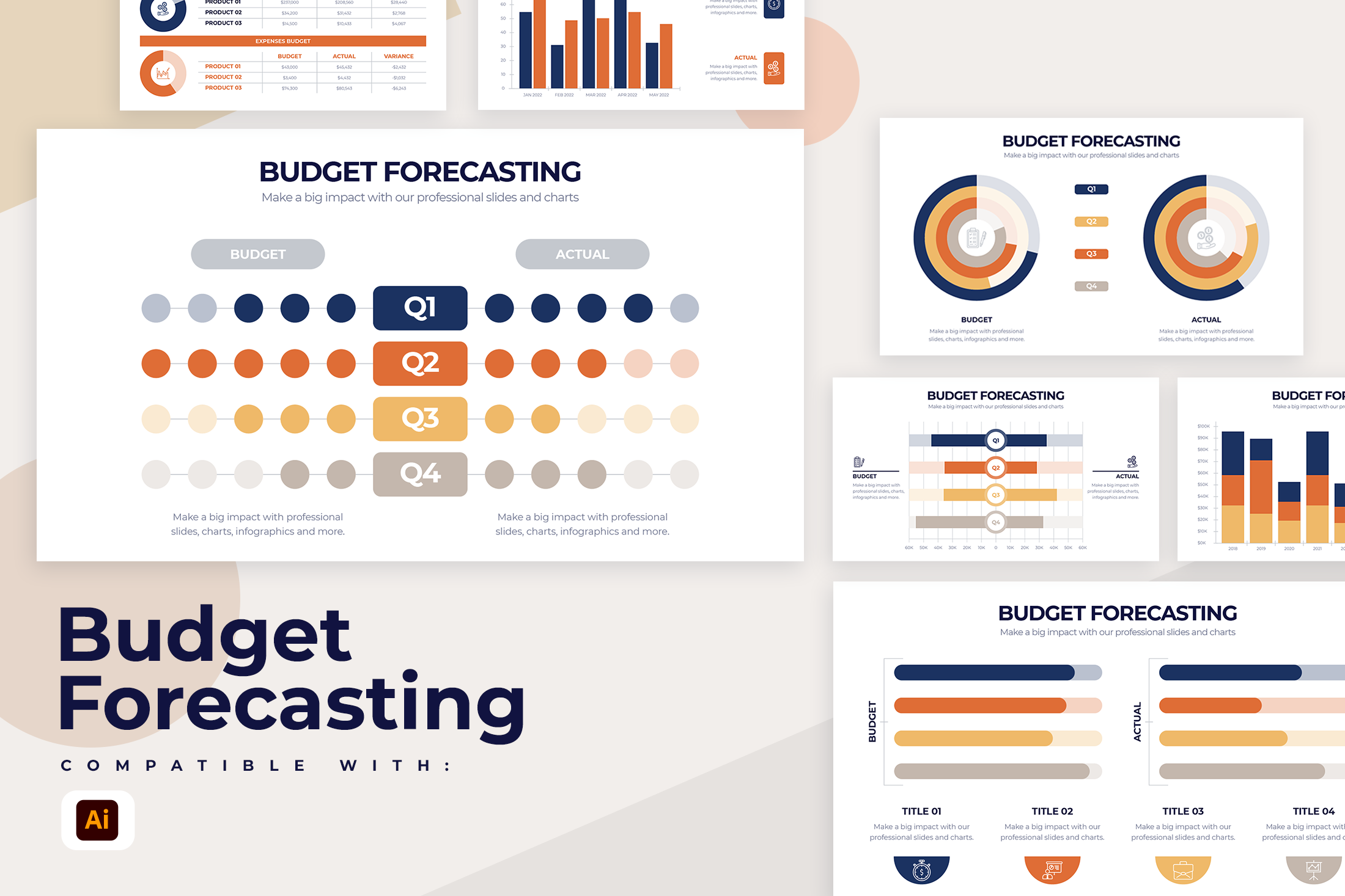 Budget Forecasting Infographic Illustrator Template – Slidewalla
