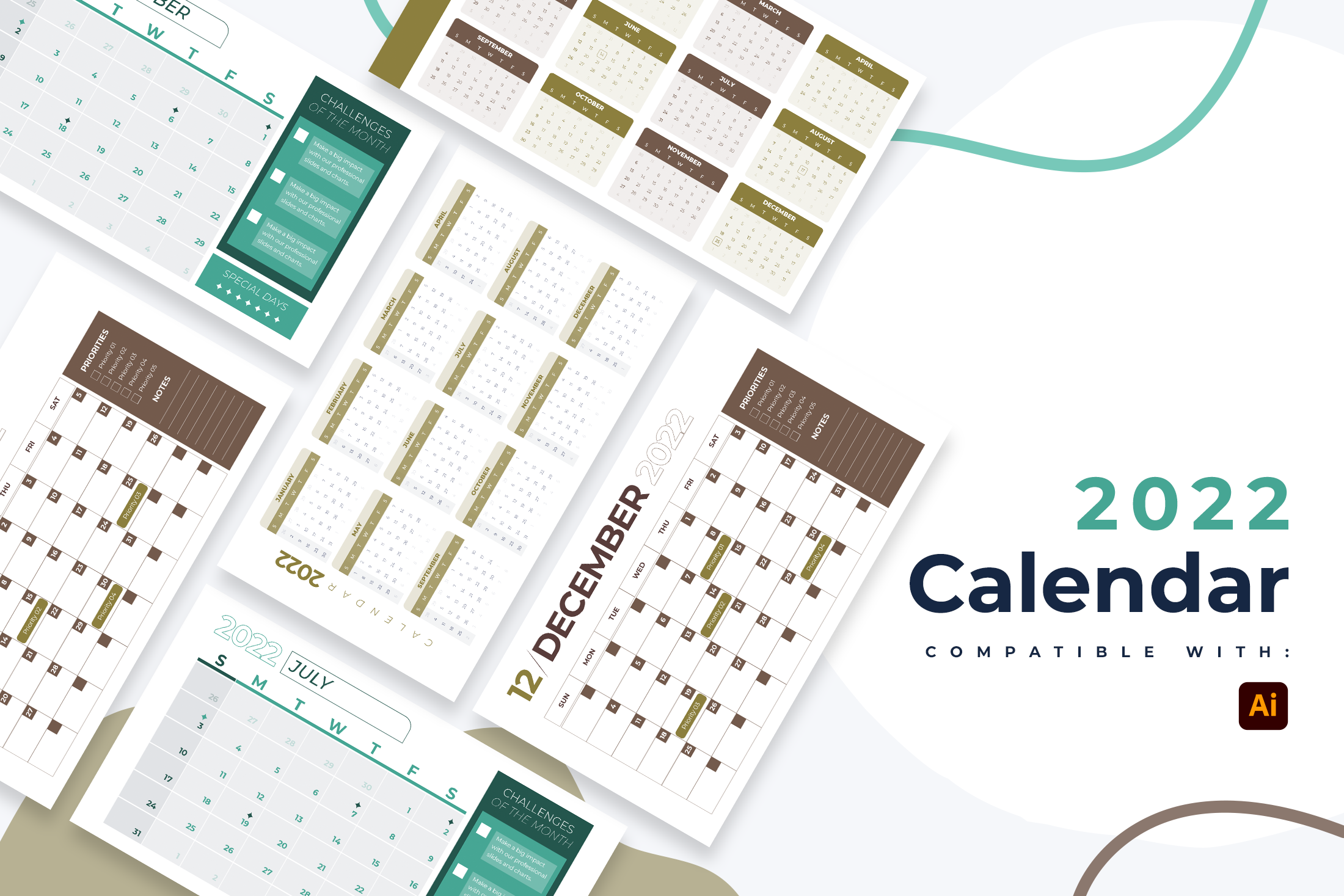 2022 Calendar Illustrator Infographic Template – Slidewalla