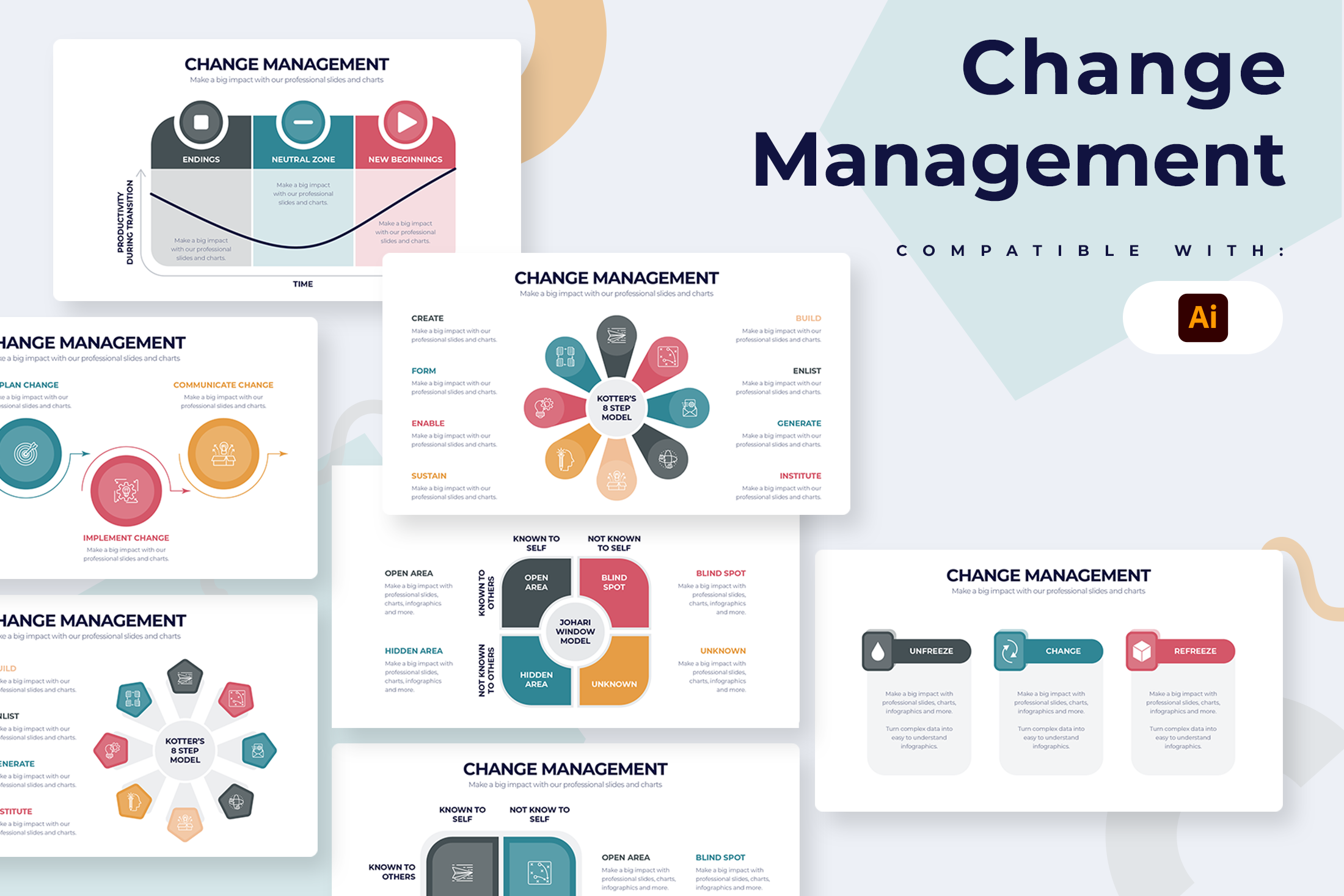 Change Management Illustrator Infographic Template – Slidewalla