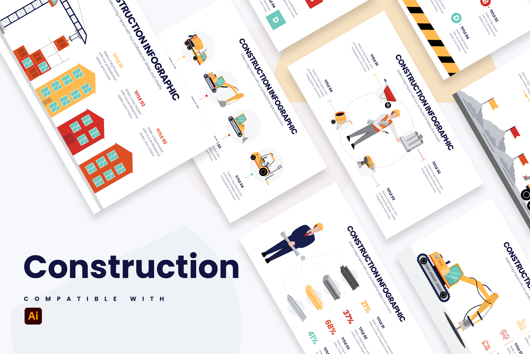 Construction Illustrator Infographic Template – Slidewalla