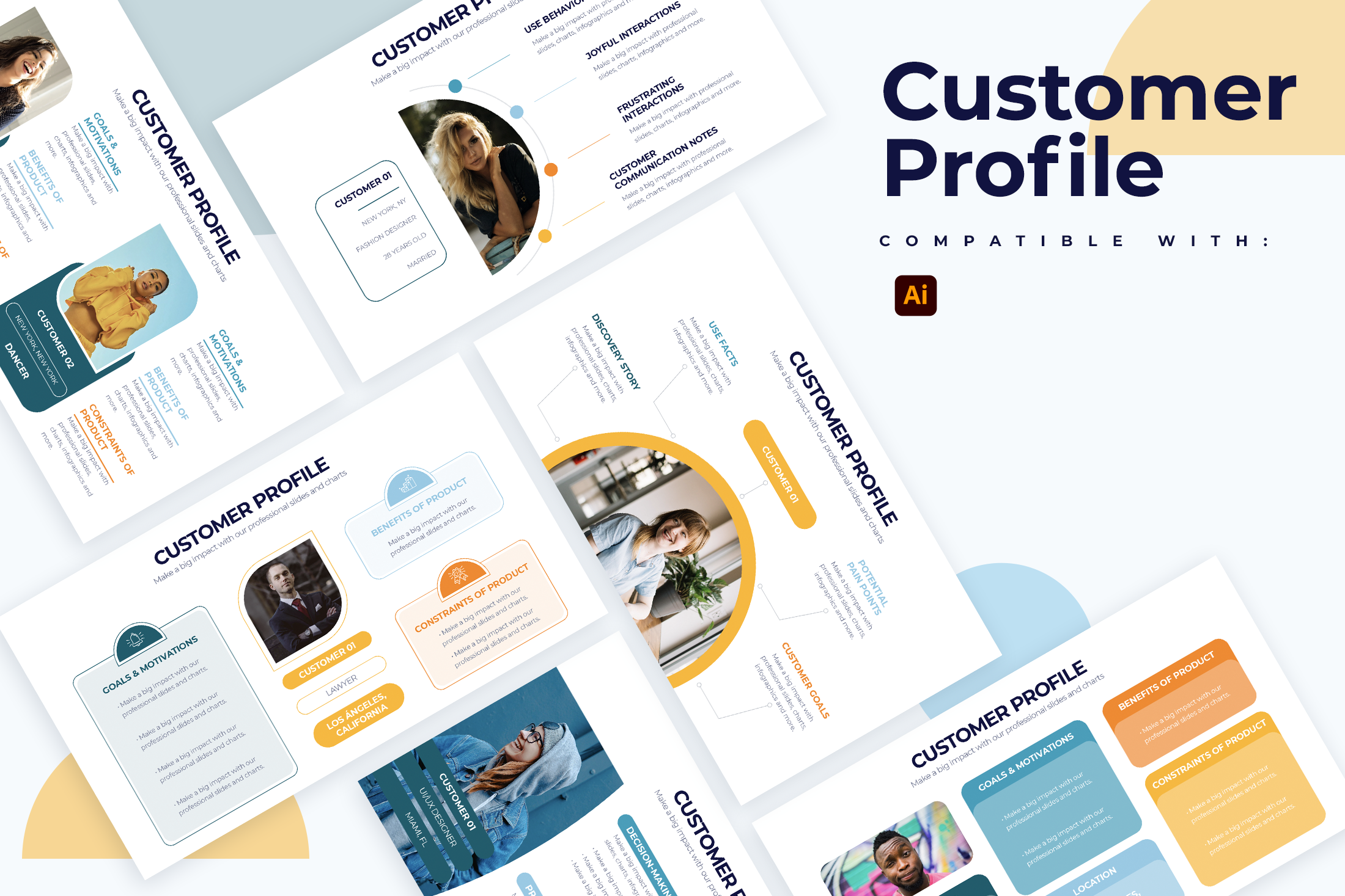Customer Profile Infographic Illustrator Template – Slidewalla