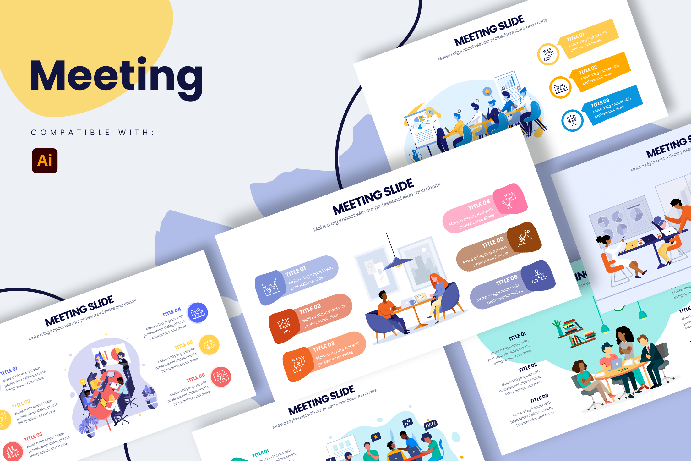 Meeting Illustrator Infographic Template – Slidewalla