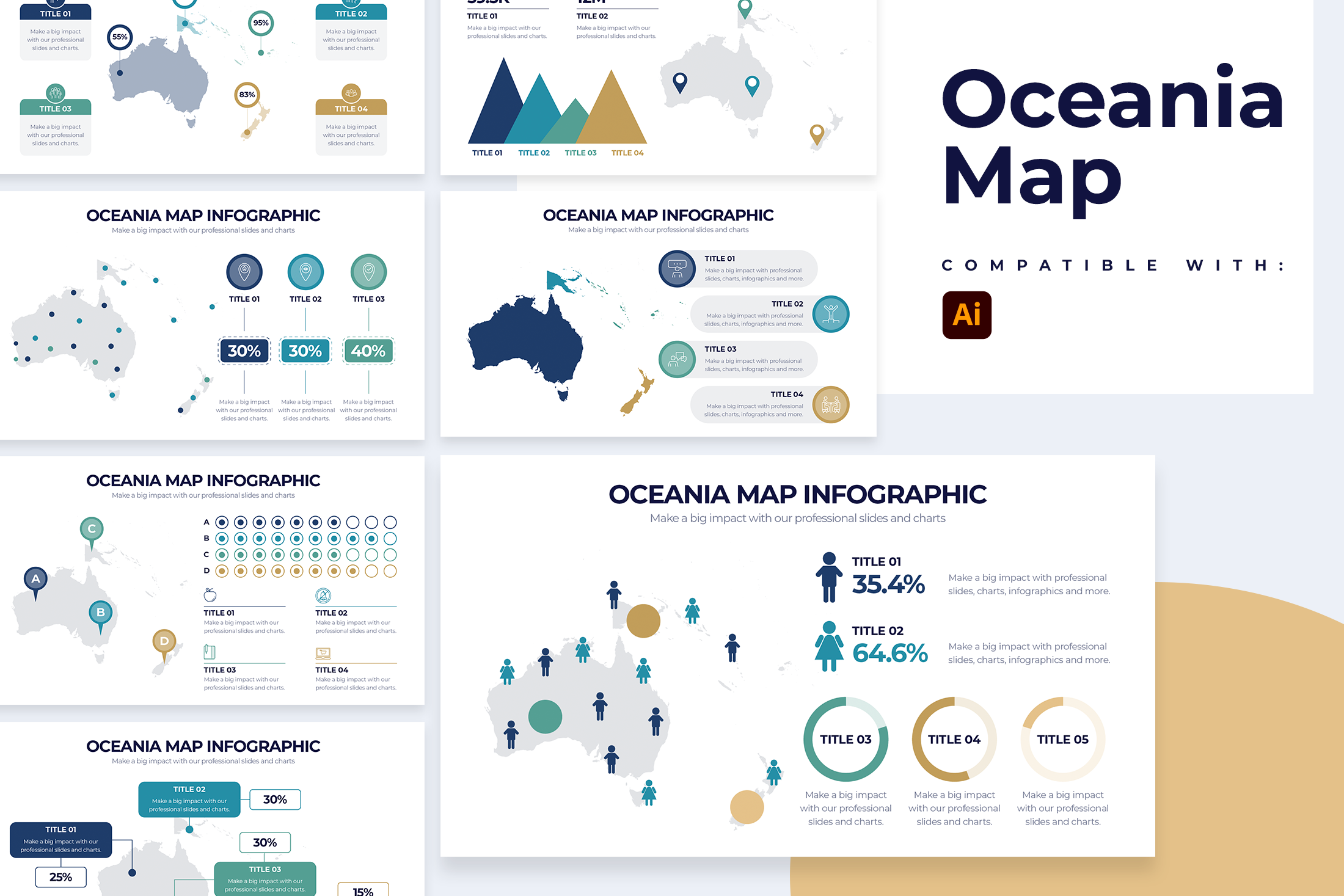 Oceania Map Illustrator Infographic Template – Slidewalla