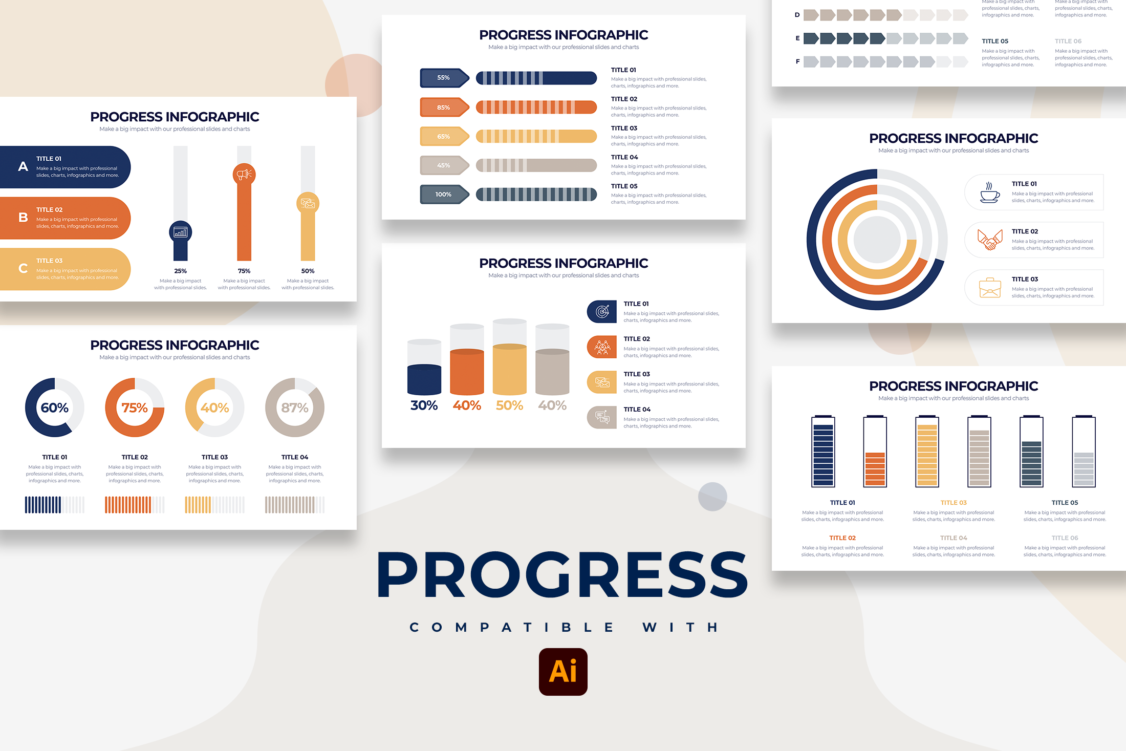 Progress Illustrator Infographic Template – Slidewalla
