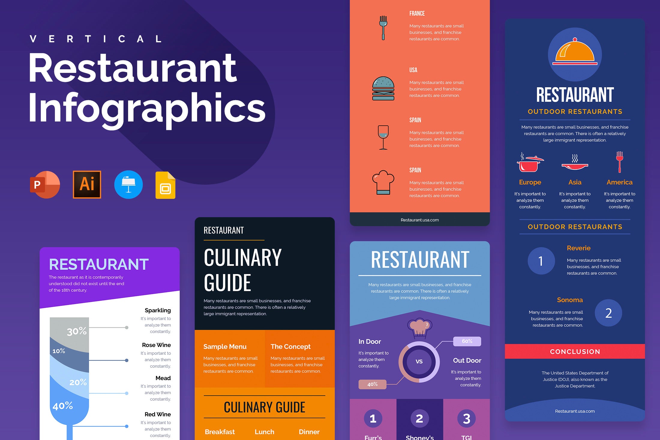 Restaurant Vertical Infographics Templates – Slidewalla