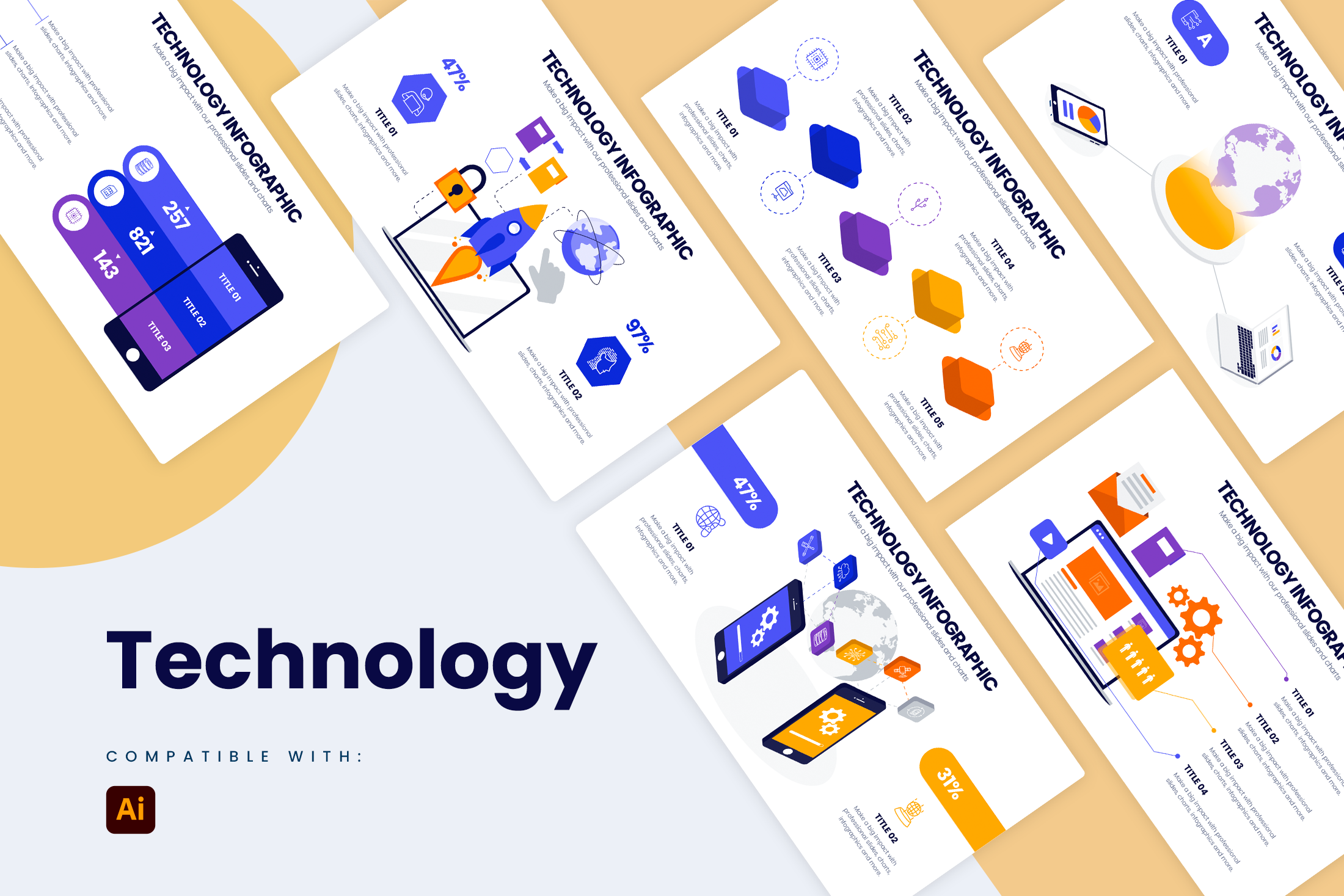 Technology Illustrator Infographic Template – Slidewalla